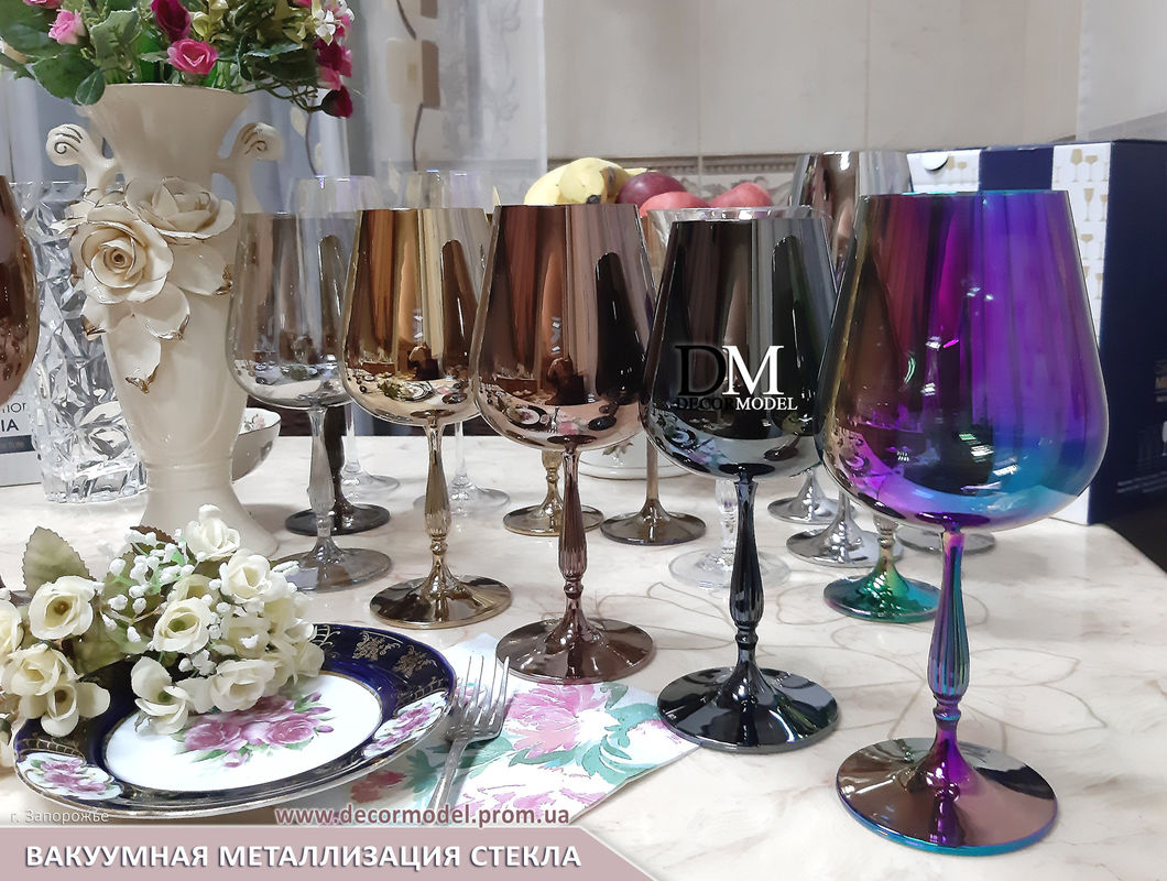 Glassware Decoration PVD Coating Service , Pruple Color PVD Glass ...